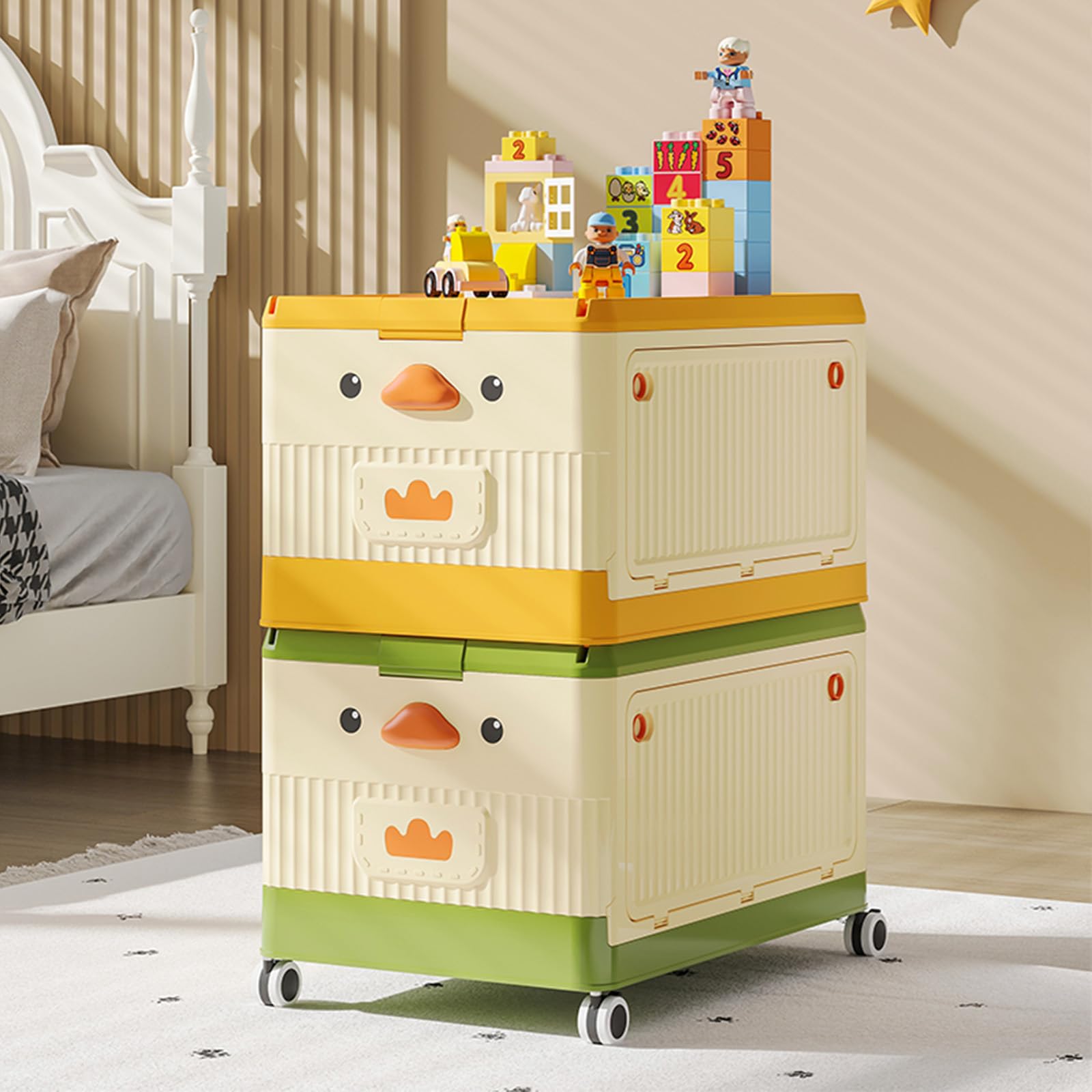 Plastic Storage Box with Building Baseplate Lid and Removable, Stackable Storage Box for Building LEGO Block, Storage Clear Storage Container for Organizing Bead, Tool, Sewing