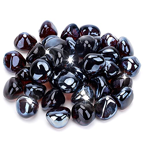 Stanbroil 10-Pound Fire Glass Diamonds - 1/2 inch Luster Fire Glass for Fireplace Fire Pit and Landscaping, Amber Luster