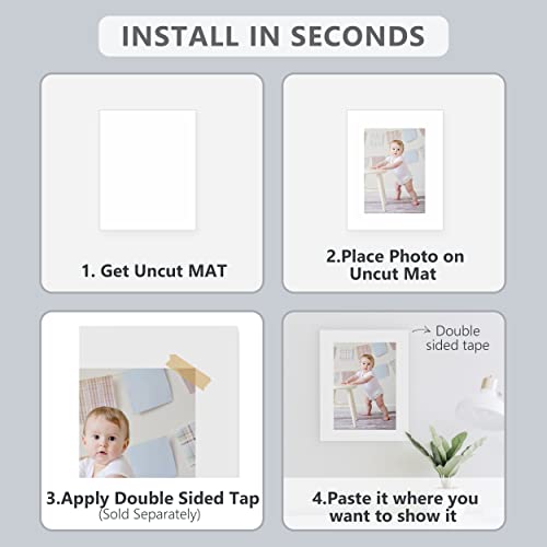 Somime 10-Pack White Uncut Picture Frame Backing Board,Acid Free 8x10 White Matte Picture Board for Photos