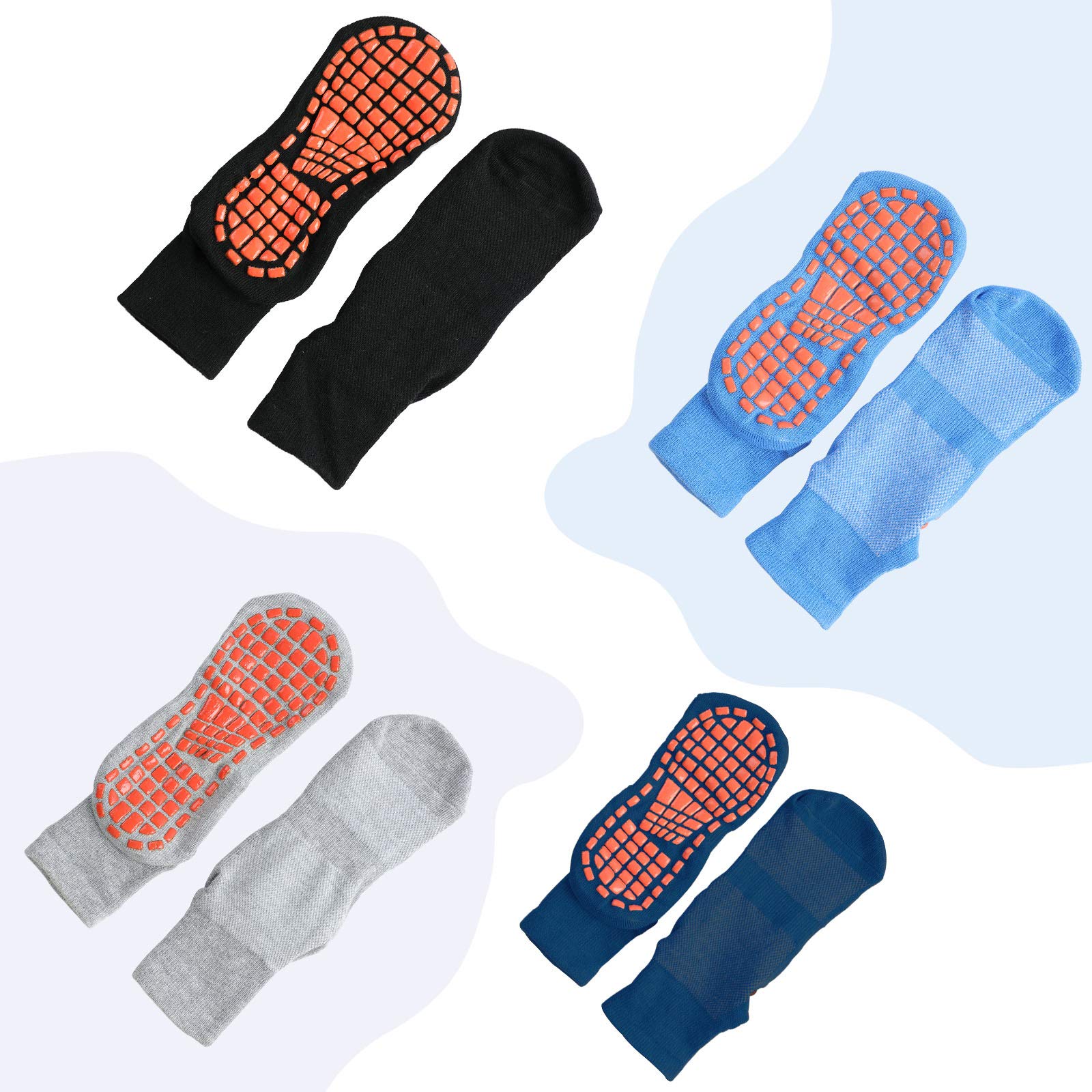 HOME RIGHT Non-slip Indoor Trampoline Socks Upper Hollow,Summer Breathable Grip Socks Yoga Rubber Bottom cotton Socks 4Pairs