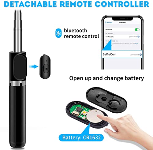 Selfie Stick Tripod with Remote Phone Recording Stand, Travel Tripod for iPhone Cell Phones, Cellphone Filming Tripod Travel Necessories Gift for Men Women, Tripode para Celulares Tripie para Celular