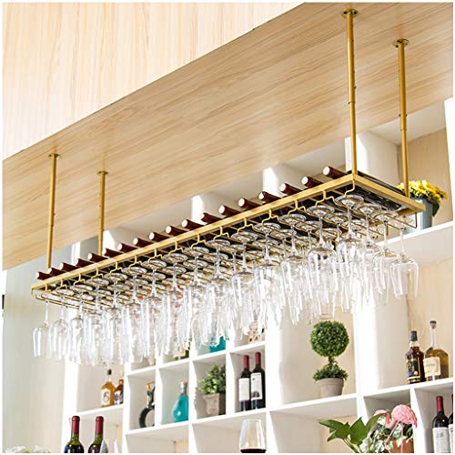 Stylish Simplicity Down Wine Rack Vintage Wrought Iron Wine Rack Home Goblet Rack Bar Special Goblet Rack - Restaurant Kitchen Bar Decoration Adjustable Height (Bronze 120 * 30Cm), PIBM, Gold, 80