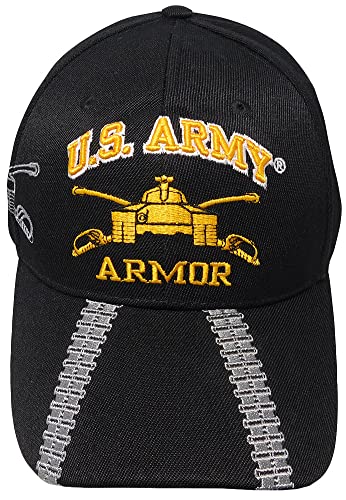 US Army Armor Tank Black Shadow Acrylic Adjustable Embroidered Cap Hat - Officially Licensed