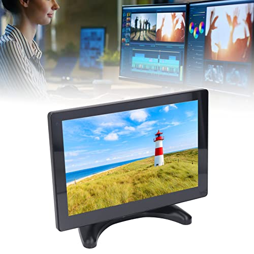 Rengu Touchscreen Monitor, HD Color Computer Monitor Dual 10.1-in. Wide Multiinterface Application for Games (US Plug)
