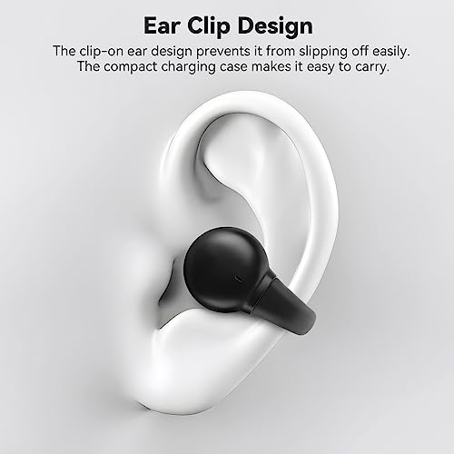 Wireless Ear Clip Bone Conduction Headphones Bluetooth, 2023 New Sport Bone Conduction Earbuds, Bluetooth 5.3 Bone Conduction Head Set, Waterproof Sport Running Earring Earphone (Black)