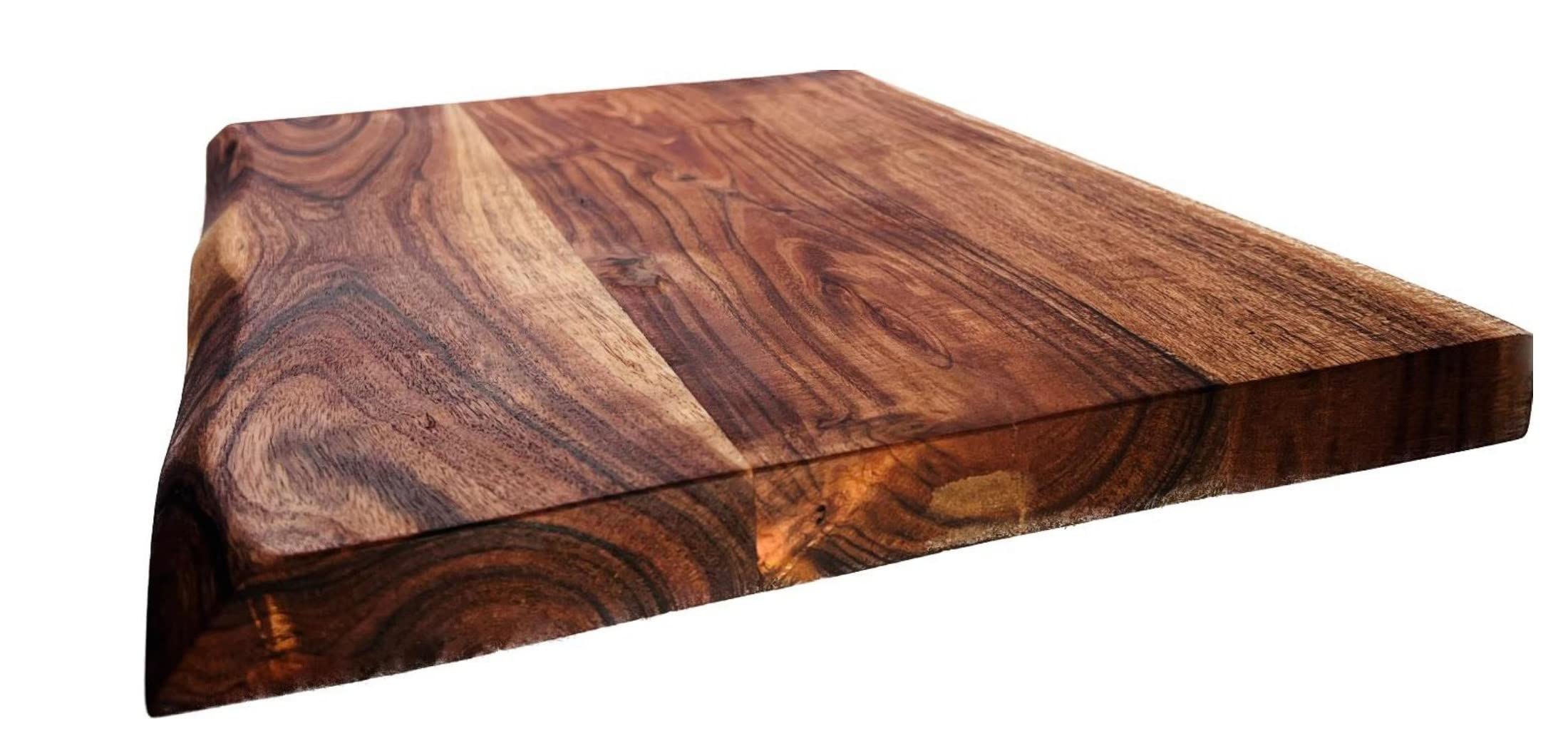 Mountain Woods Large Brown Hand Crafted Live Edge Cutting Board | Serving Tray made Solid Acacia HardWood | Charcuterie Board | Chopping Board for Vegetables, Fruits and Meat | Cheese Board - 18"