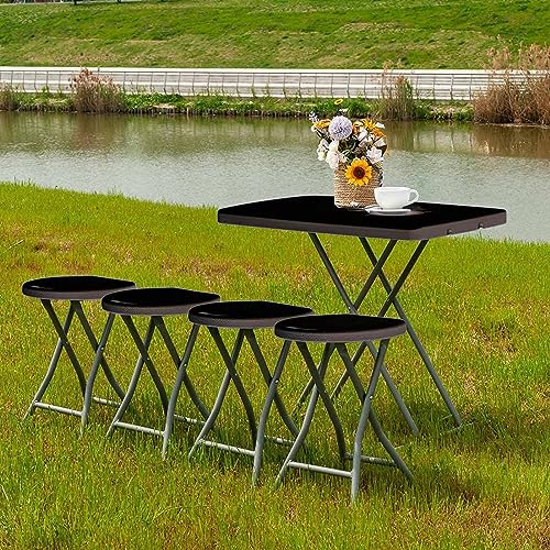 zagtag Folding Table 30Inch Small Foldable Table for Kids Picnic and Laundry Room, Tray Table, Black
