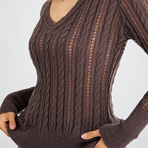 Women Y2k Fairy Grunge Sweater Pullovers Long Sleeve V Neck Kawaii Knitted Top E Girl 2000s Aesthetic Casual Knitwear