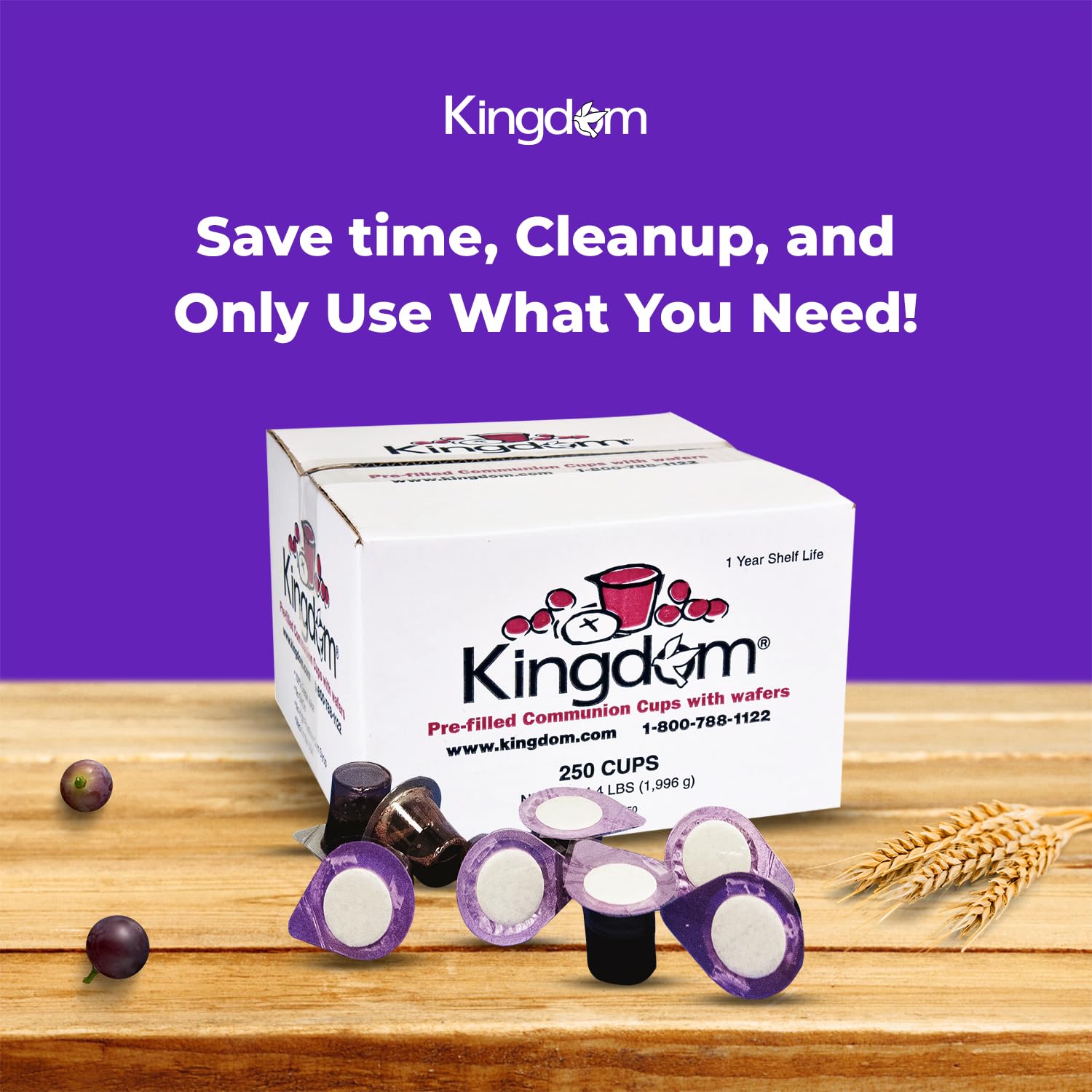 Kingdom Prefilled Communion Cup with Wafers(250ct red juice) Sealed in a Single-Serving Container with One-Year Shelf Life, Perfect for Holy Eucharist Celebration in Hospitals, Summer Camps, and More!