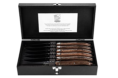Laguiole Style de Vie steak knives Luxury Line, set of 6, wenge wood, black