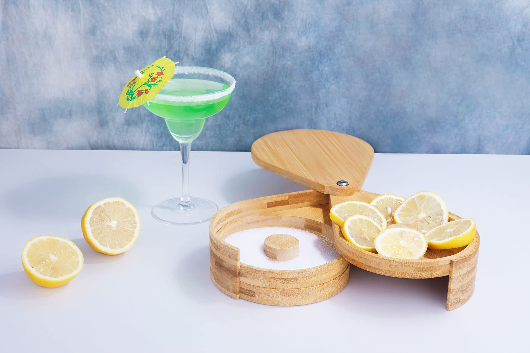 Margarita Salt Rimmer, Baraiser Bamboo Glass Rimmer, 3-Tier Bar Salt and Sugar Rimmer for Cocktails