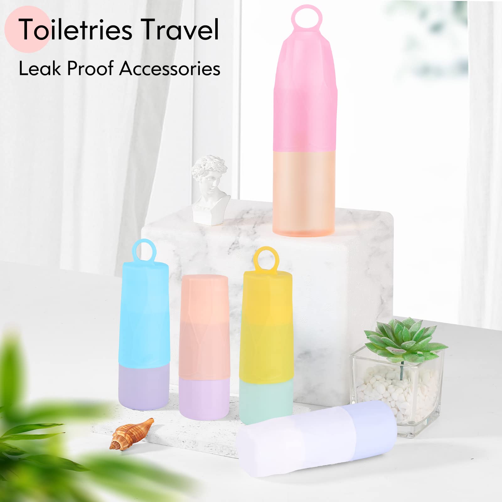 RHCOM 10Pack Reusable Accessory Elastic Silicone Sleeves for Standard and travel Sized Toiletries,Travel Bag and Carry-on Luggage. (Colour)