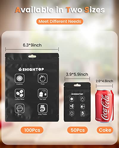 Resealable Bags, Mylar Bags Smell Proof Bags with Clear Window,Packaging Bags for Storage Coffee Beans, Cookie, Lipstick, Candy,White