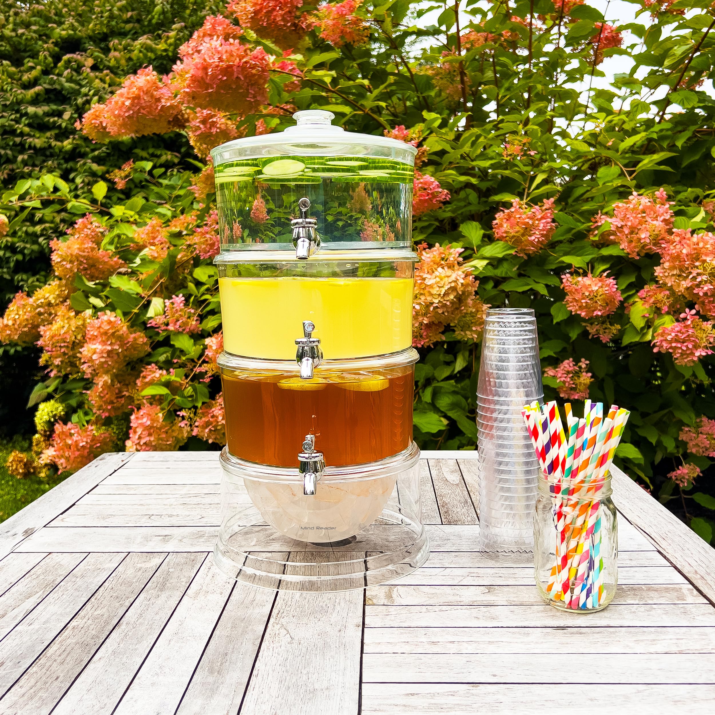 Mind Reader Drink Parties, Beverage Tower Dispenser Punch, Sangria, Ice Bucket, Acrylic, 9" L x9 W x20 H, 9"L x 9"W x 20"H, Clear
