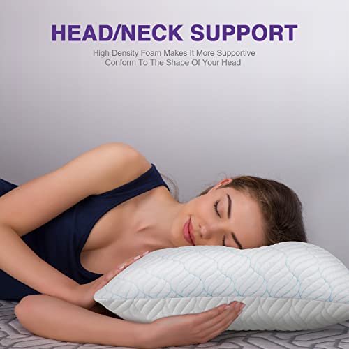 WISHSMILE Cooling Shredded Memory Foam Pillows for Sleeping Cool Cold Pillow Standard Size Set of 2 with Zipper, Adjustable Firmness to Hot, Side, Back and Stomach Sleepers, 2 Pack, 20x26