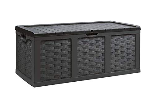 Starplast XXL Sit-On Rattan Style Storage Box: 167.5 Gallon Outdoor Plastic Bin, Weather & Water Resistant, 62.9 x 29.5 x 25 Inches, 2 Colors, 66-811