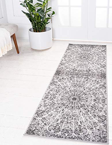 Unique Loom Sofia Collection Area Rug - Grace (2' x 13' 1" Runner, Dark Gray/ Gray)
