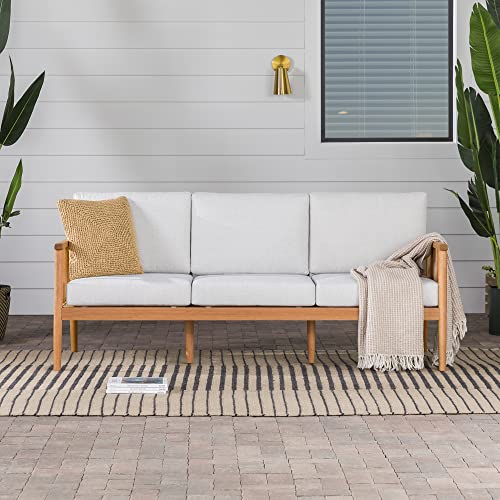 Walker Edison Dekian Modern Outdoor Spindle Style Triple Lounge, 75 Inch, Natural