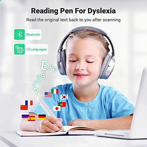 SVANTTO Pen Scanner, Text to Speech Device for Dyslexia, OCR Digital Highlighter Reader Pen, Exam Reading Pen, Bluetooth Langage Translator, No Monthly Fee