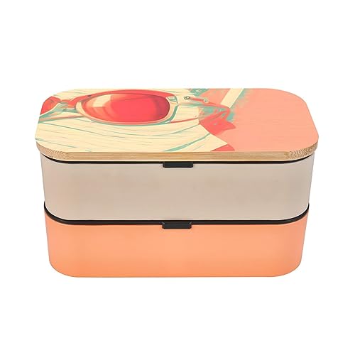 Retro Abstract Shades Adult Lunch Box, Bento Box, With Cutlery Set Of 3, 2 Compartments, Rectangular, Lunch Box For Adults