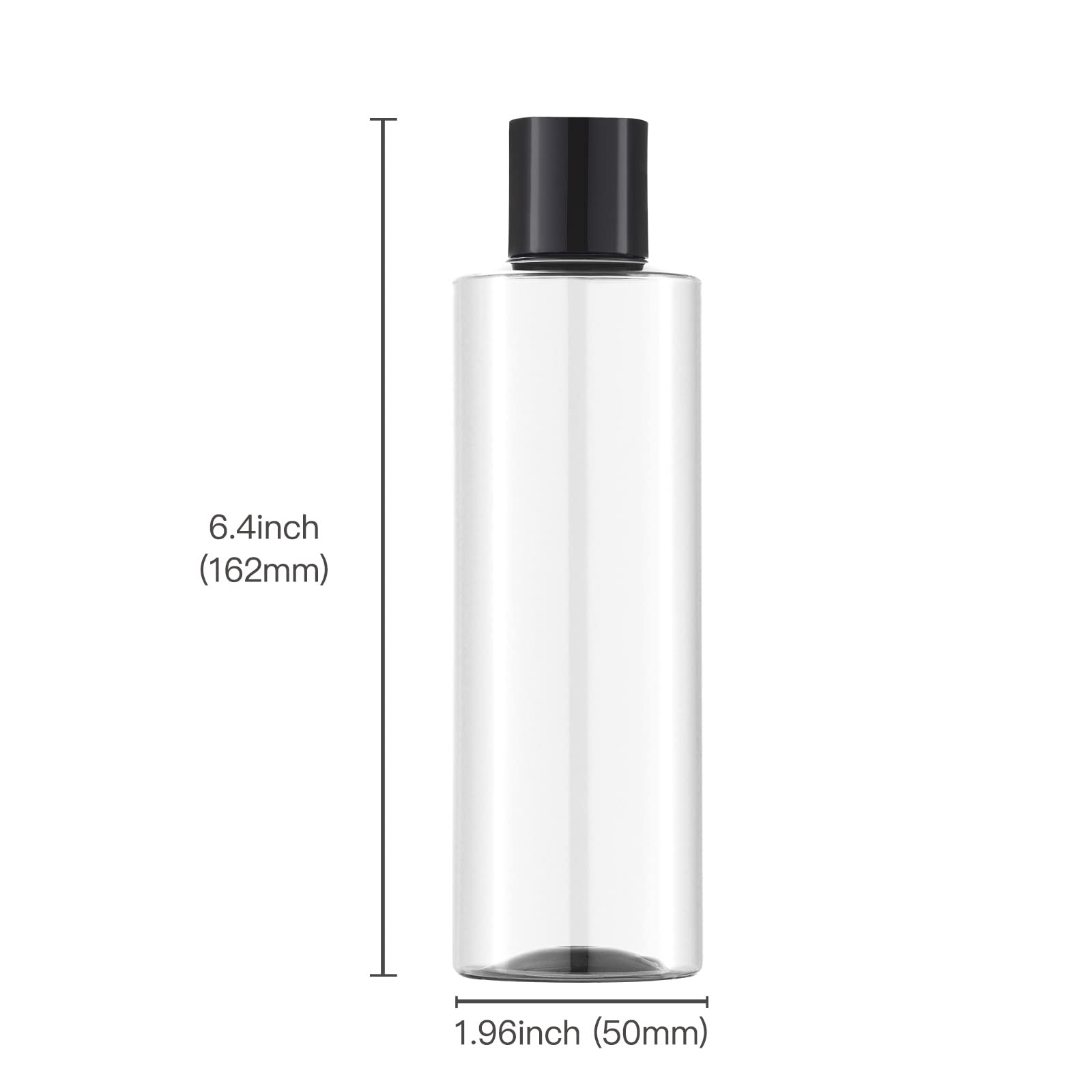 owlyee 8.4oz Travel Bottle with Disc Top Flip Cap (4PCS) Empty Plastic Container for Shampoo, Lotion, Soap (250ml, Clear)