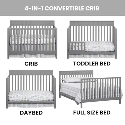 Oxford Baby Logan 4-in-1 Convertible Baby Crib, Dove Gray, GreenGuard Gold Certified