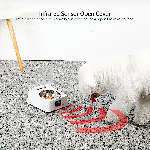 Zerodis Automatic Cat Feeder Pet Smart Feeder Induction Cat Food Dispenser Lid Opening Rechargeable Dog Cat Feeding Bowl for Small Medium Pet 350ml Pet Dry Food