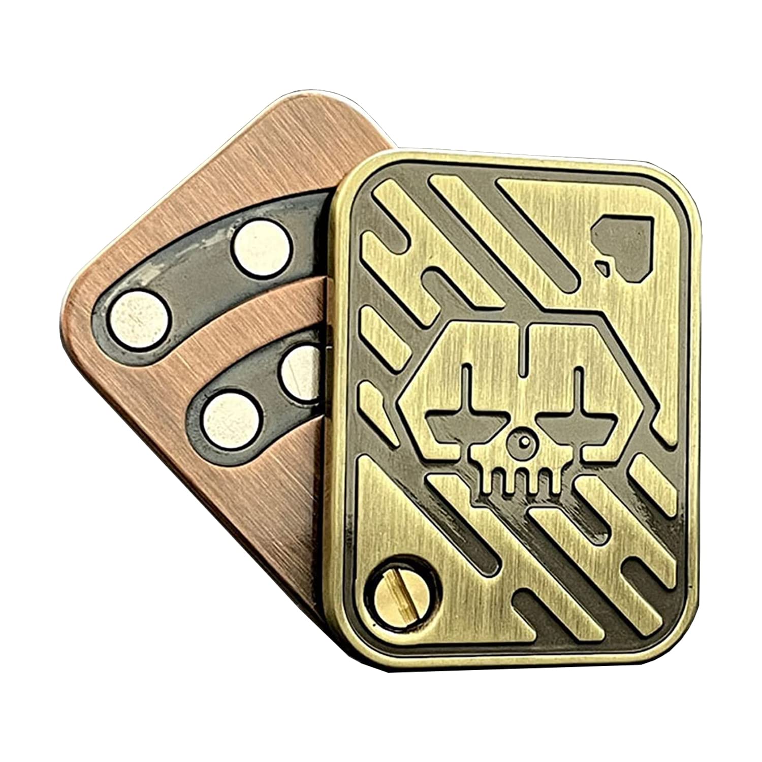 New Decompression Metal Poker Fidget_Slider,Manually Rotate Adult Office Decompression Toys to Relieve Pressure, Tabletop Toys for Adults, (Copper Skeleton)
