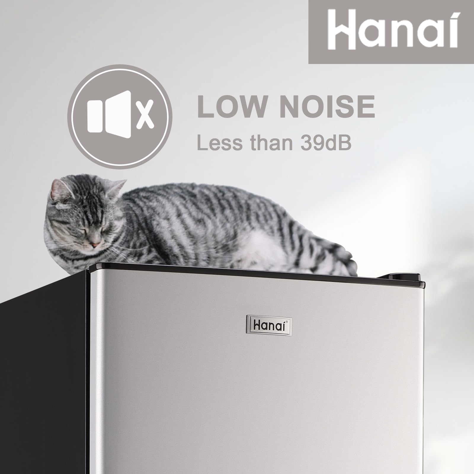 WANAI Compact Refrigerator 3.5 Cu.ft Mini Fridge with Freezer, Small Refrigerator with 7 TEMP Modes, Energy Saving, Low Noise for Bedroom, Dorm, Office, Apartment, Sliver