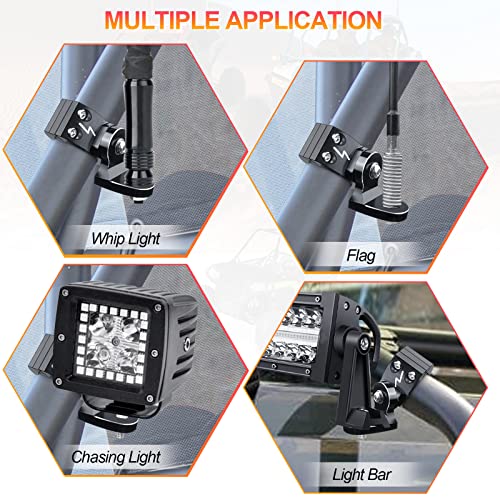 UTV Flag Mount- StarknightMT Adjustable Heavy Duty UTV Whip Mount for 1.75"-2" Roll Bar Compatible with Polaris RZR 1000 XP 900 Pro Can-Am Maverick x3 Pioneer 1000 Talon 1PC