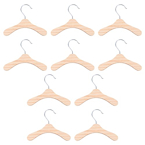 TEHAUX Puppy Supplies Dog Clothes Hangers, Pet Apparel Hangers Set 17.5cm Dog Clothing Rack Wood Pet Clothes Hangers Small Clothing Holder for Dog (10pcs, Wood Color) Wooden Hangers