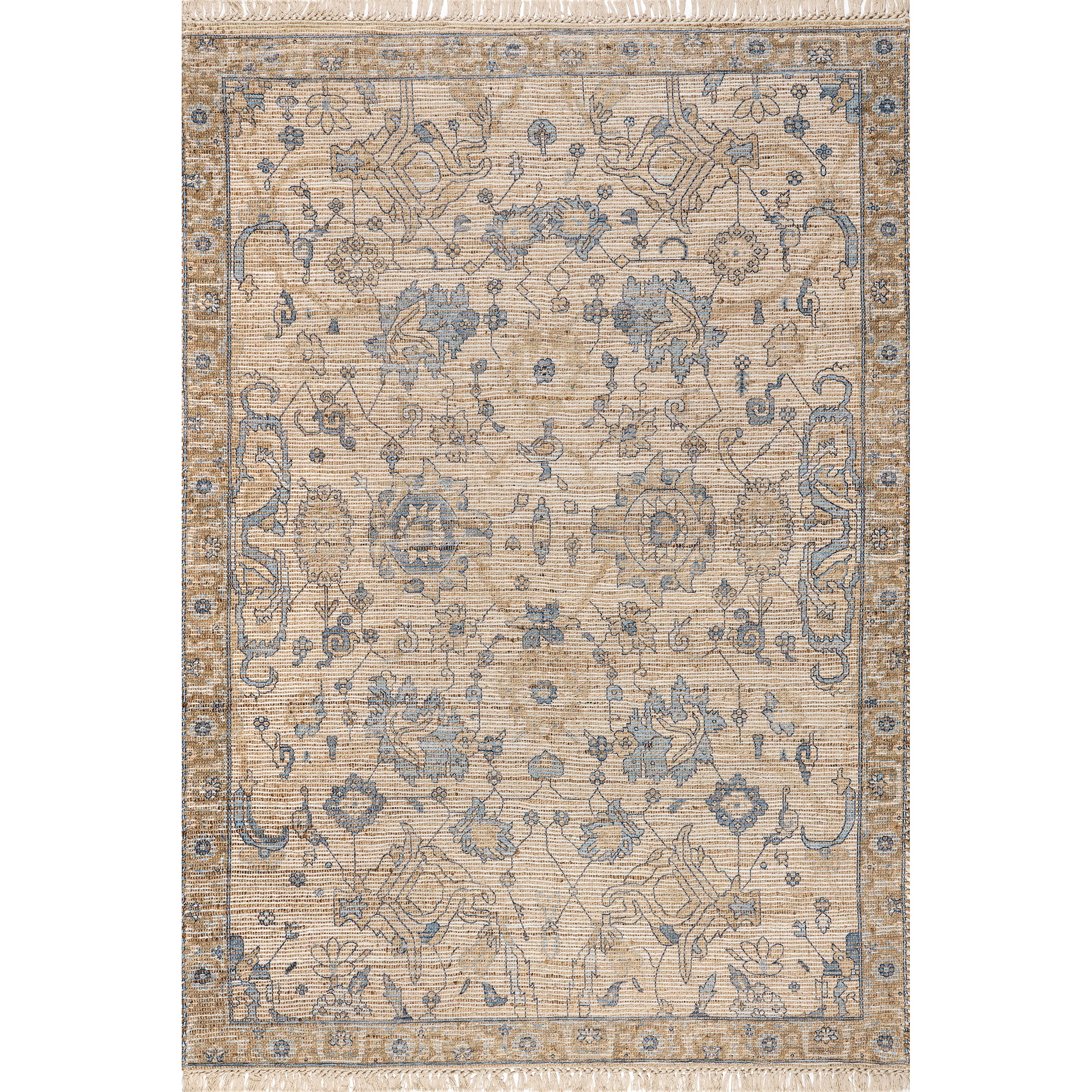Rugs USA x Lauren Liess Marigold Vintage Tasseled Area Rug, 6x9, Sand