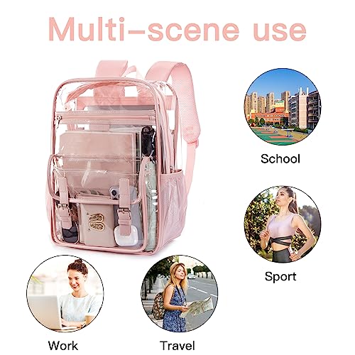 Telena Clear Backpack, Heavy Duty PVC Transparent Backpack with Reinforced Strap, See Through Bookbag for College Workplace