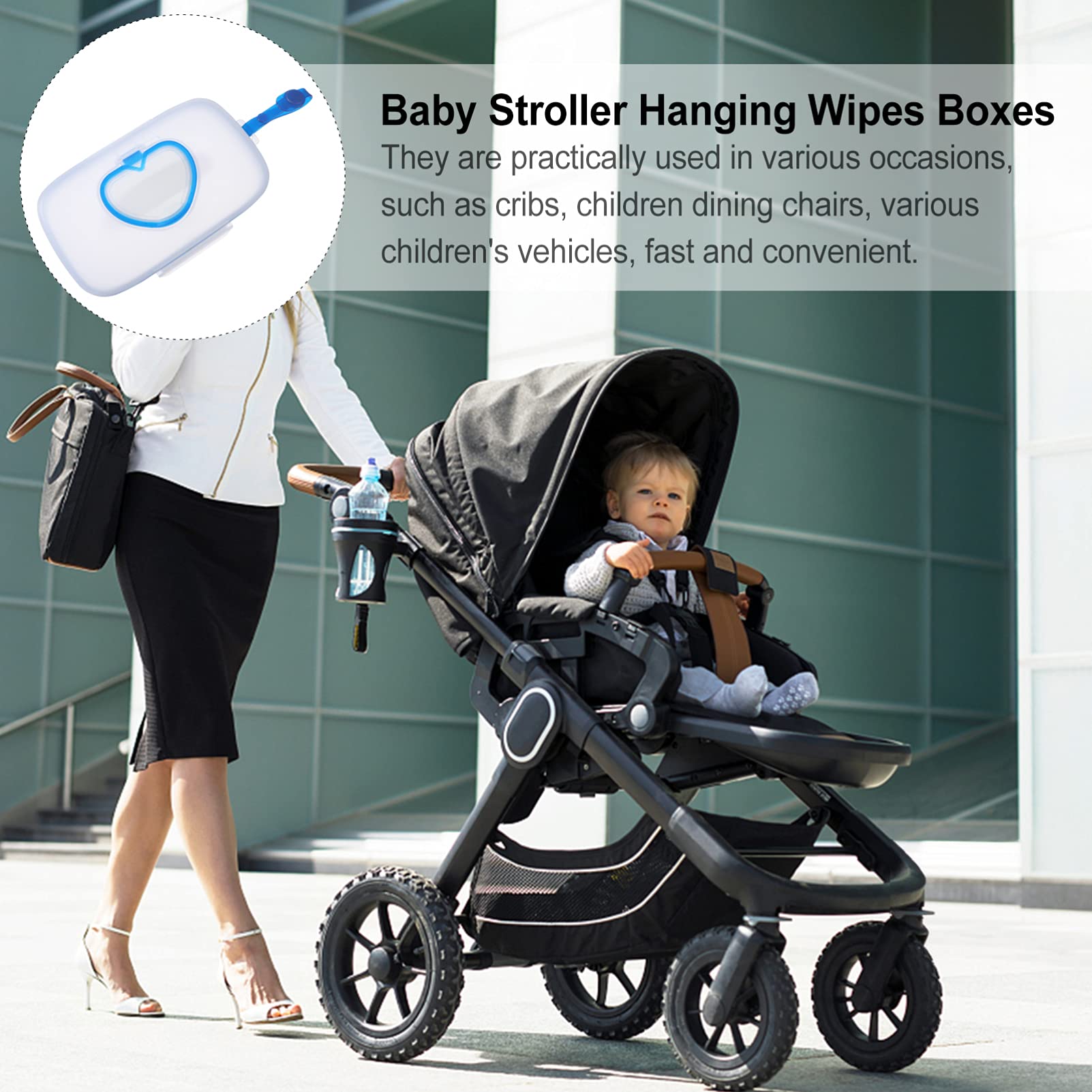 On- Diaper Wipe Holders The- Go Wipes Dispenser Baby Outdoor Travel Stroller Box Refillable Container for Car Bathroom Living Room Sky- Pouch Blue Travel Tissue