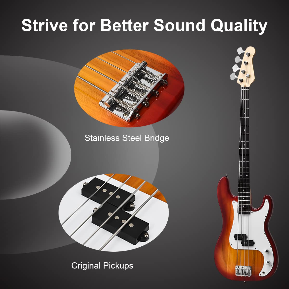 Goplus Electric Bass Guitar Full Size 4 String with Strap Guitar Bag Amp Cord (Blue Bass 4 Straps)