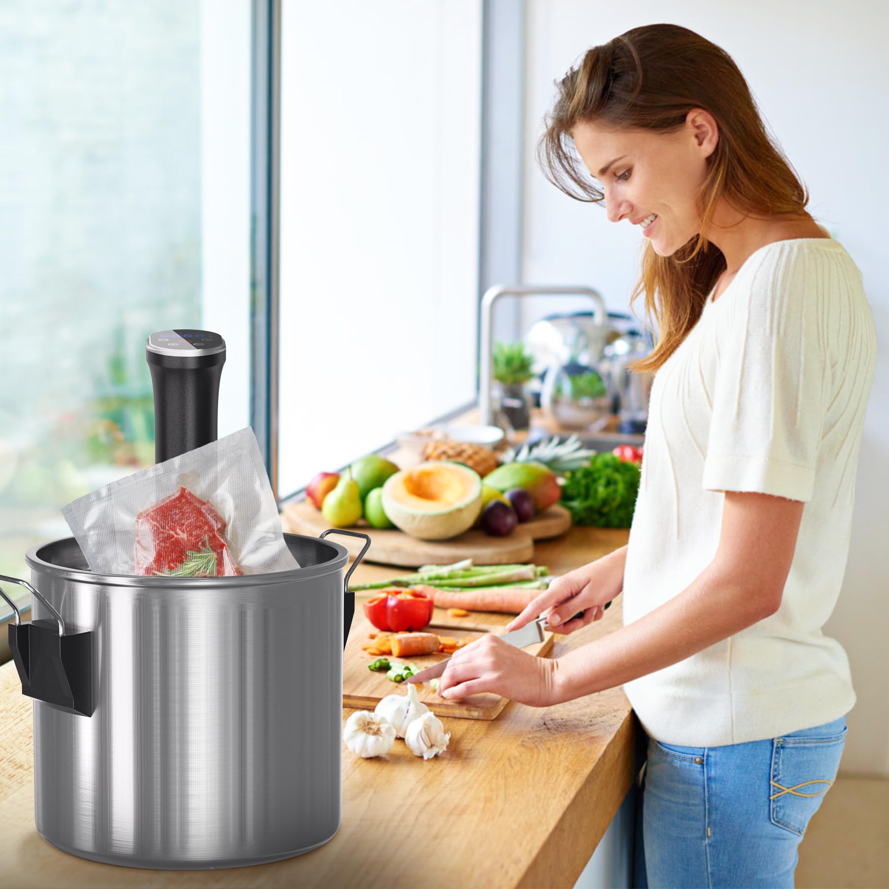 Upesitom Sous Vide Machine Upgraded 1100W Sous Vide Cooker Fast Heating, Ultra Quiet Immersion Circulator Precision Cooking Machine, IPX7 Waterproof, Accurate Temp, Digital Timer, Touch Control