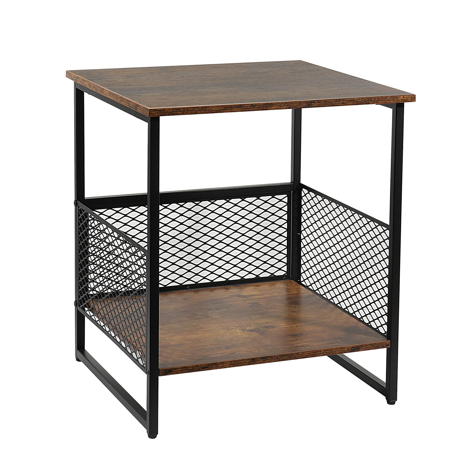Square Side Table, 2 Tier End Table, Couch Side Table with Storage, Great For Printer Stand, Mini Fridge Stand, Aquarium Stand, Nightstand, Coffee Stand, Ideal for Living Room, Bedroom, Office (Black)