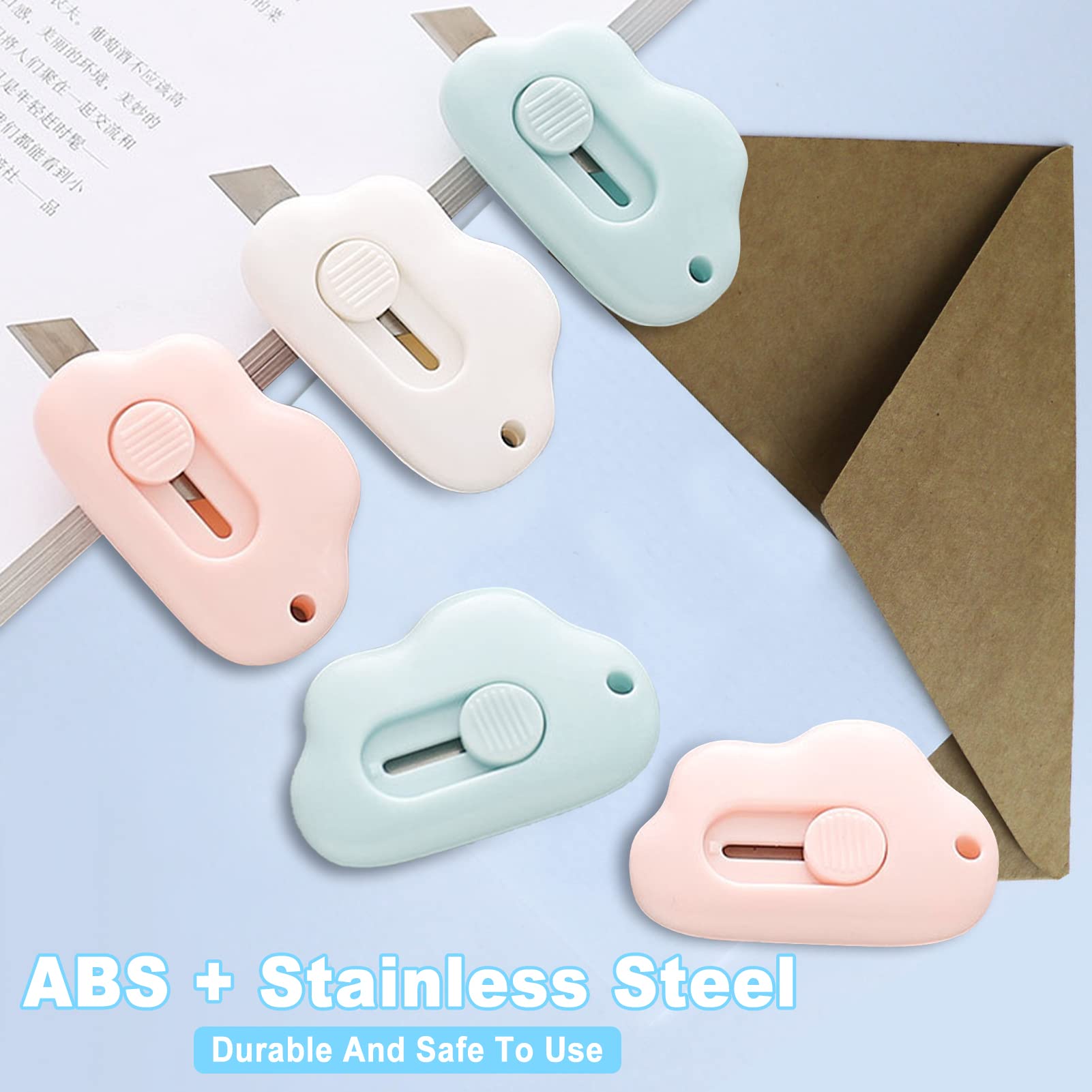 Mini Box Cutter,Right Or Left Handed Mini Cutter, Cloud Utility Knife Cat Paw Shape Keychain Box Opener, Retractable Portable Cutter Knife[pink] Pilipane