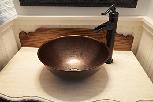 Sinkology BRV-1405BC Hubble Handmade Pure Solid Vessel Sink, 14", Aged Copper
