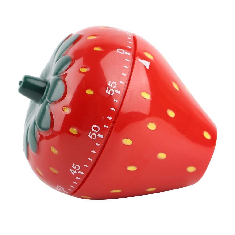Maxmartt Kitchen Timer Strawberry Shaped Wind Up 60 Minutes Manual Countdown Mechanical Time Reminder No Batteries Loud Ring Cute Strawberry Timer for Kitchen Classroom Home Cooking and Study