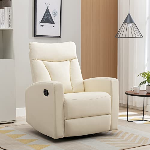 JC HOME 360 Wide Manual Rocker Swivel Footrest Glider&Swivel Recliner, White