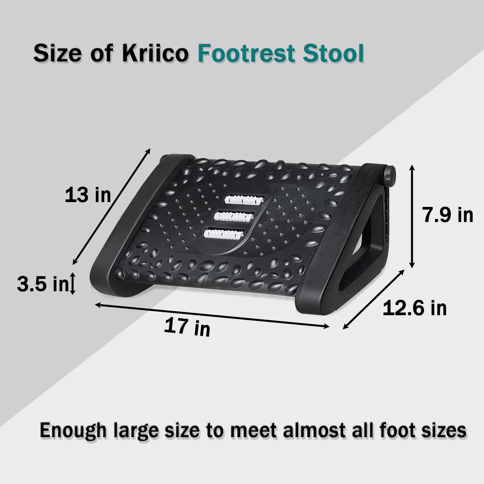 Kriico Foot Rest Under Desk, Ergonomic Rocking Foot Nursing Stool with Massage Points & Rollers at Work and Study, Feet Leg Rest Pain Relief and Body Support for Home Office (Black)