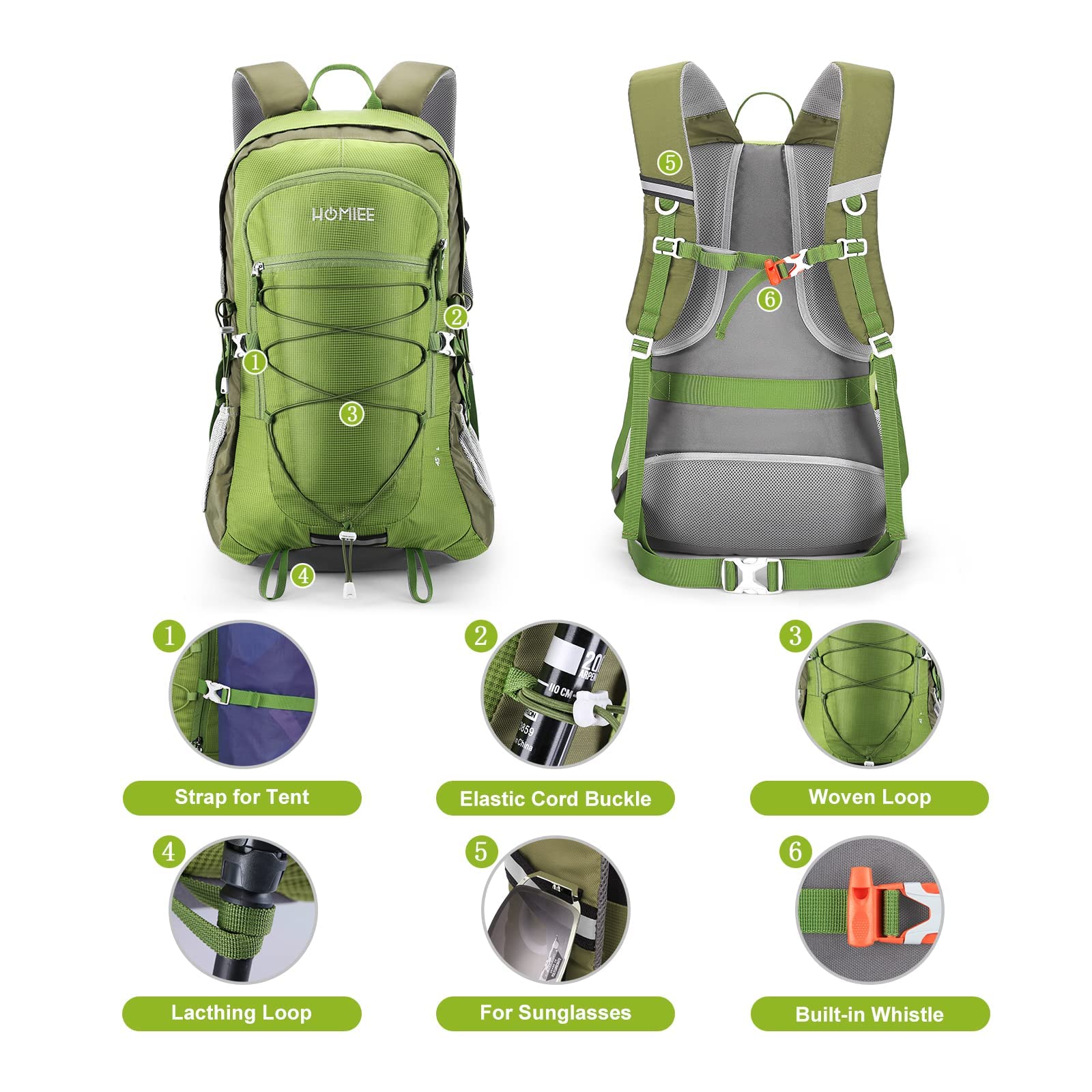 HOMIEE 45L Hiking Backpack Lightweight Travel Backpack Outdoor Camping Daypack for Men Women