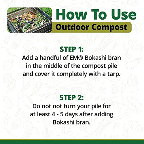 TeraGanix EM Premium Bokashi Bran, Compost Accelerator, Rice Bran Mix, Odor Eliminator, Formulated by Dr. Higa (Bokashi Inventor), Bokashi Compost Starter for Kitchen Compost Bin & Soil (2 Lb)