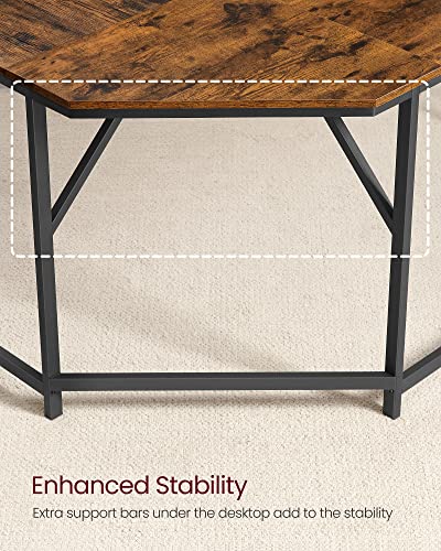 VASAGLE L-Shaped Computer Desk, 58-Inch Corner Desk for Study, Home Office Writing Workstation, Gaming Table, Space-Saving, Easy Assembly, Industrial Design, Rustic Brown and Black ULWD73X