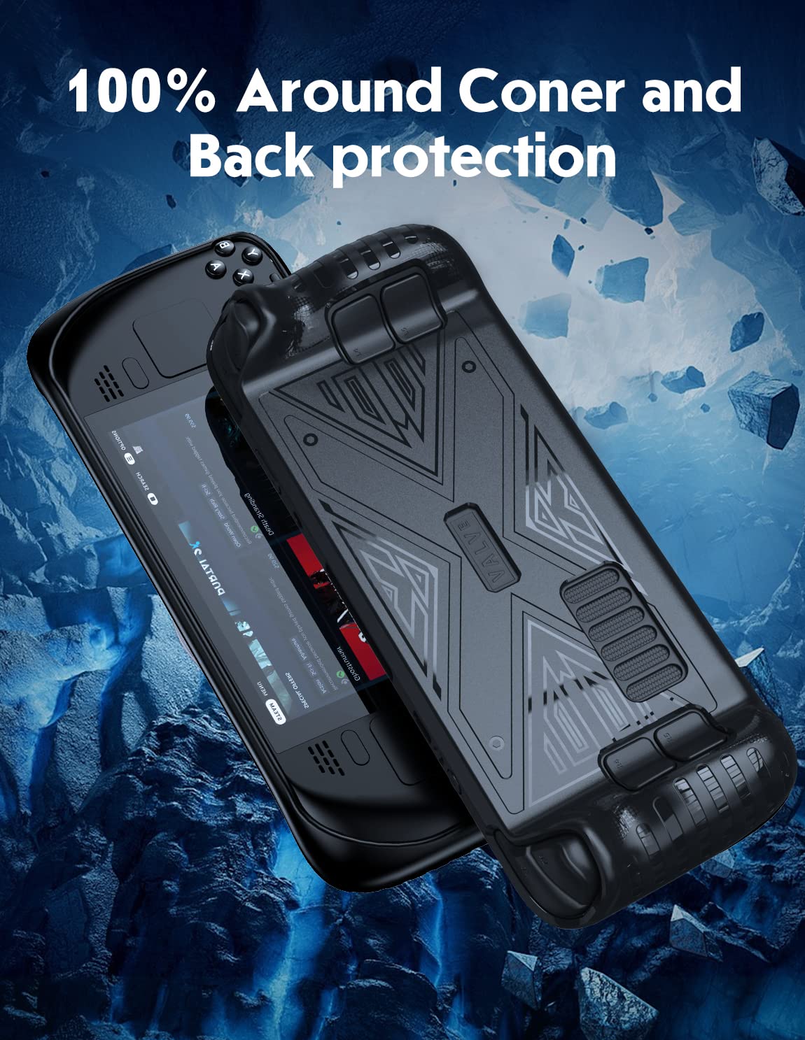 NEWENMO Protective Case for Steam Deck, for Steam Deck Skin Protective Case, Non-slip TPU Protective Case Screen Protector, Shockproof Anti-Collision with Cool Design for Steam Deck Console