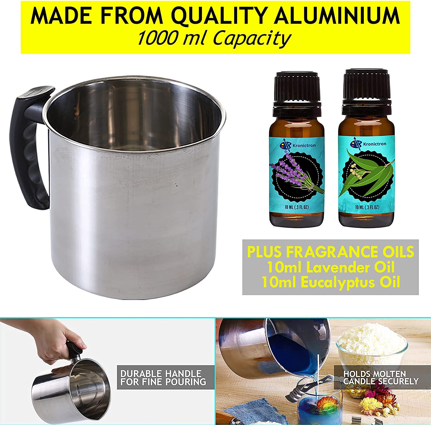 KRONICTRON DIY Candle Making Kit | Soy Wax, Beeswax, Candle Melting Pot, Color Dyes and More | Candle Making Kit for Adults and Beginners (Big Kit)