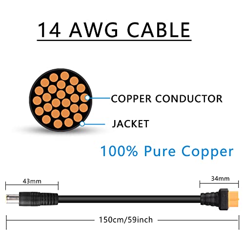 PNGKNYOCN DC 8mm to XT60 Power Cable 14AWG DC 7909 Male to XT60 Female Adapter Cable for Solar Panel Portable Power Station Solar Generator(1.5M/4.9Ft)