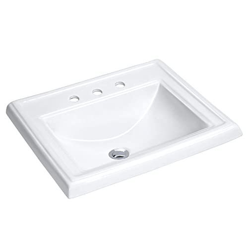 Miseno MLD-2318-3-W Miseno MLD-2318-3 23" Drop In Bathroom Sink with 3 Holes Drilled and Overflow