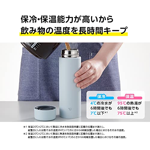 Zojirushi SM-GA72-HL Water Bottle, Screw, Stainless Steel Mug, Seamless, Direct Drinking, 24.3 fl oz (720 ml), Ice Gray